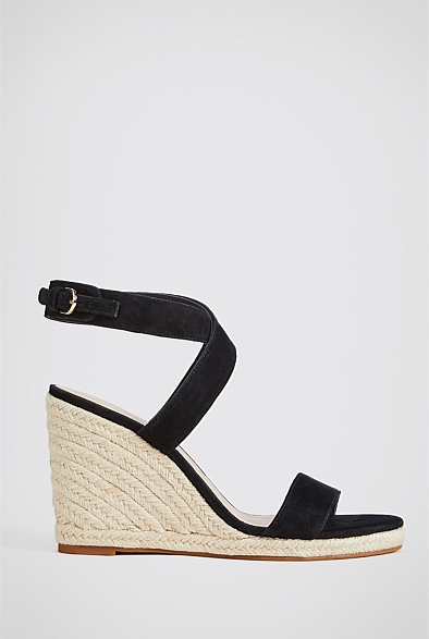 Black Rebecca Suede Wedge - Women's Espadrilles & Wedges | Witchery