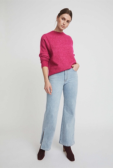 Raspberry Pink Crew Neck Lofty Knit - Women's Sweaters | Witchery