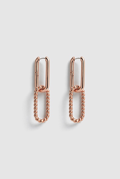 Rose Gold Twist Link Earring - Women's Earrings | Witchery