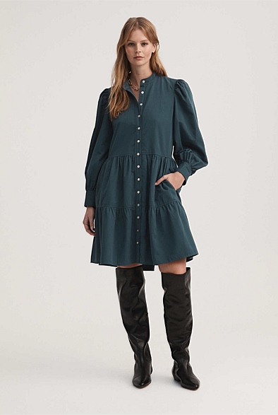 Academy Blue Full Sleeve Trapeze Dress - Women's A Line Dresses | Witchery