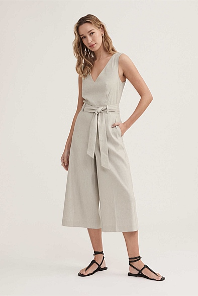 Flax Stretch Linen Blend Jumpsuit - Women's Natural Fibres | Witchery