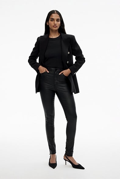 Black Full Length Coated Jean - Women's Skinny Leg Jeans | Witchery