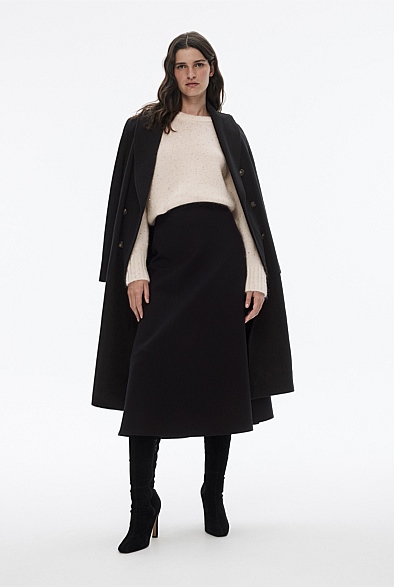 Black Ponte Long Line Skirt - Women's A Line Skirts | Witchery