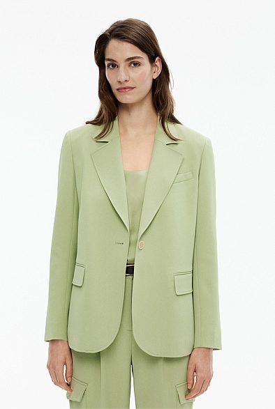 Pistachio Boxy Single-Breasted Blazer - Women's Blazers | Witchery