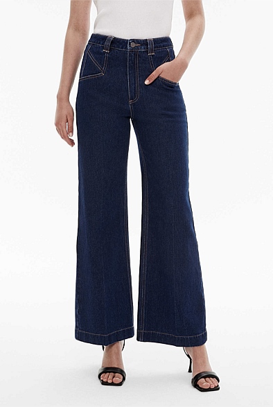 Dark Indigo Wide Leg Angled Pocket Jean - Women's Denim & Jeans | Witchery