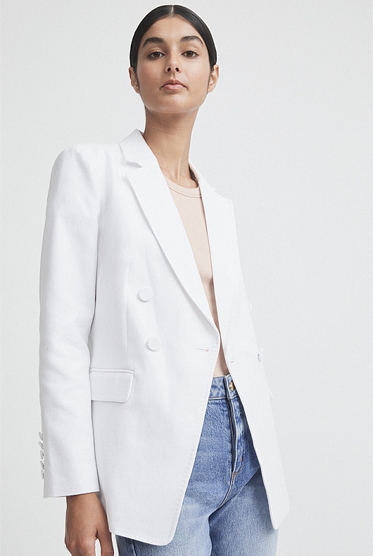 Chalk Structured Double-Breasted Blazer - Women's Blazers | Witchery