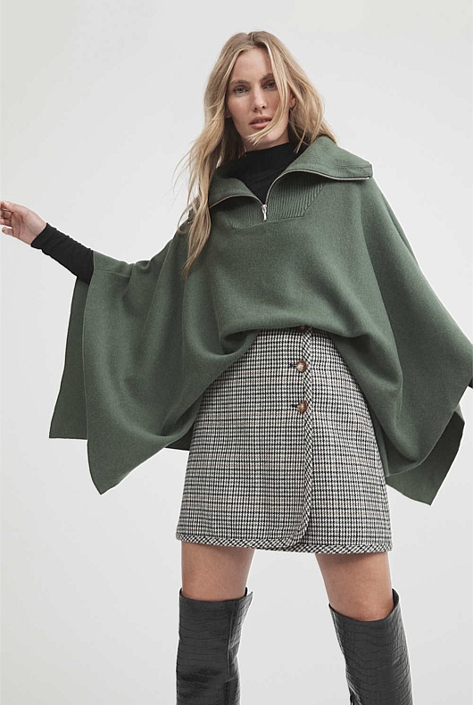 Evergreen Mia Zip Top Poncho - Women's Scarves & Wraps | Witchery