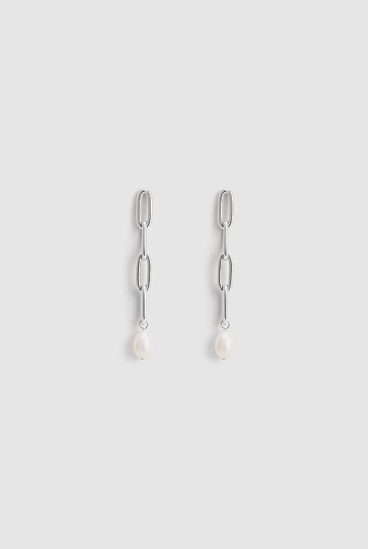 Silver Freshwater Pearl Chain Drop Earring - Women's Earrings | Witchery