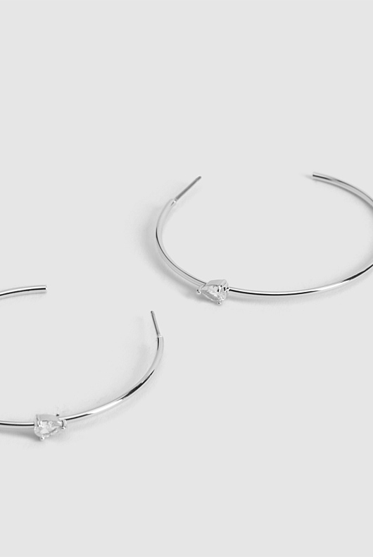Silver Oversized Crystal Hoops - Women's Earrings | Witchery
