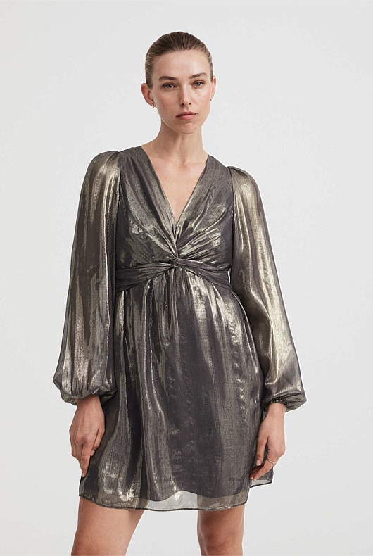 Pewter Metallic Mini Dress - Women's A Line Dresses | Witchery