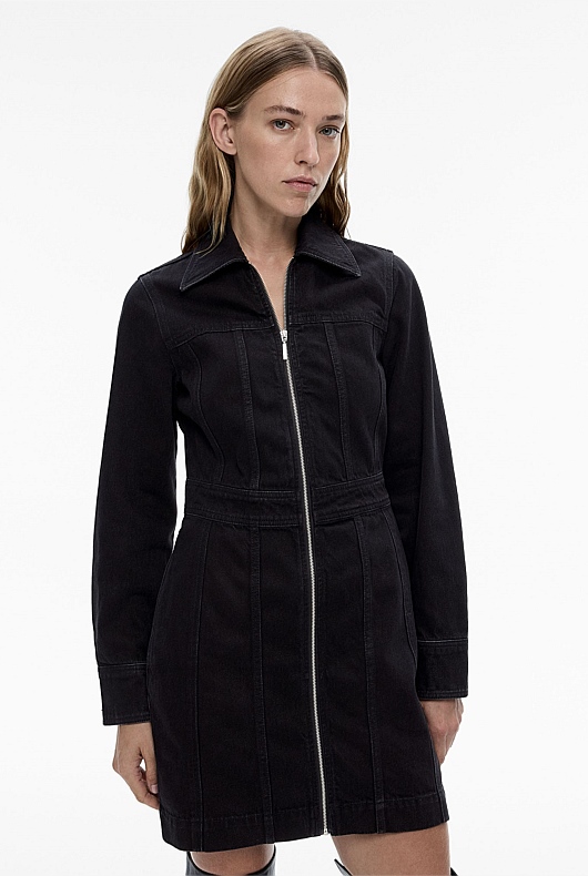 Washed Black Denim Utility Dress - Women's Black Dresses | Witchery