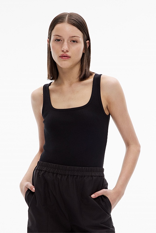 Black Square Neck Tank - Women's Evening Tops | Witchery
