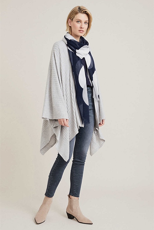 Light Grey Marle Fine Rib Wrap - Women's Cardigans | Witchery