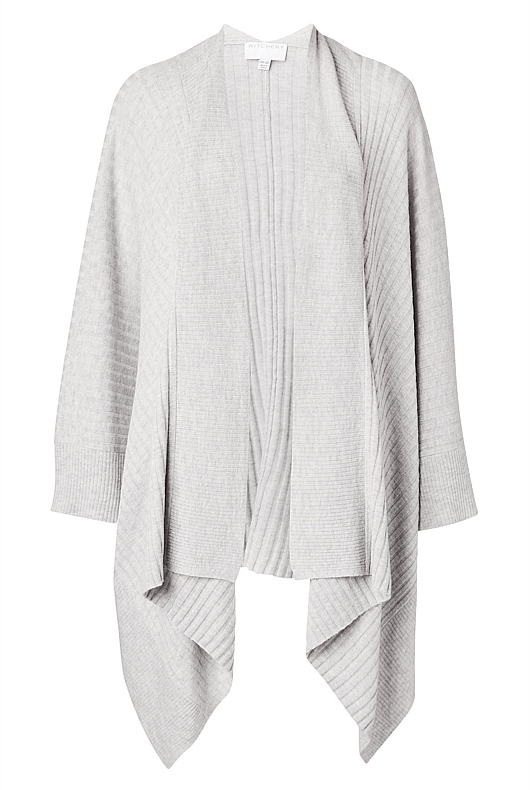 Light Grey Marle Fine Rib Wrap - Women's Cardigans | Witchery