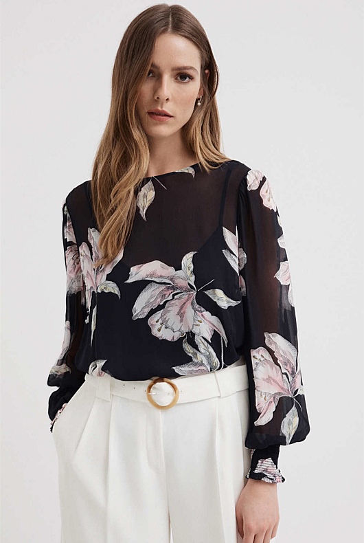 Pewter Pewter Print Blouse - Women's Natural Fibres | Witchery