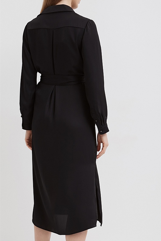 Black Twill Utility Dress - Women's Midi Dresses | Witchery