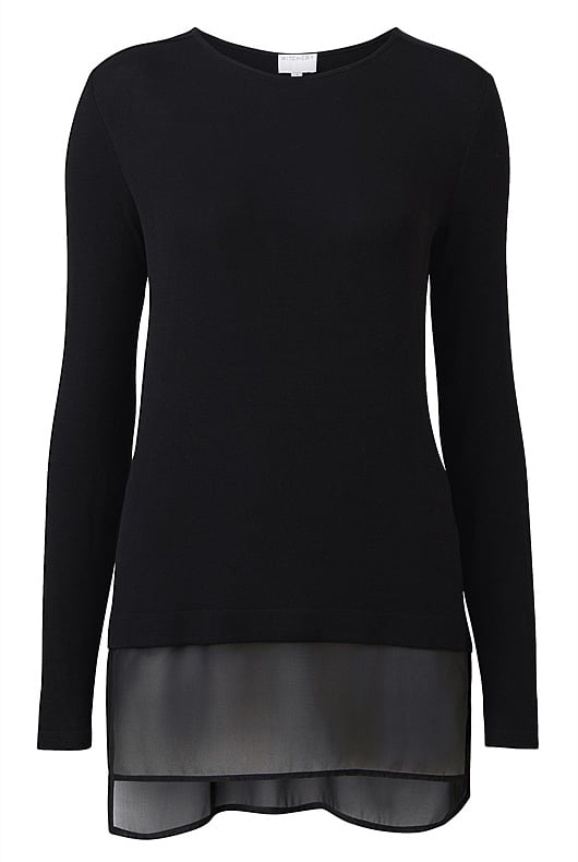 Black Rib Long Sleeve Splice Top - Women's View All | Witchery