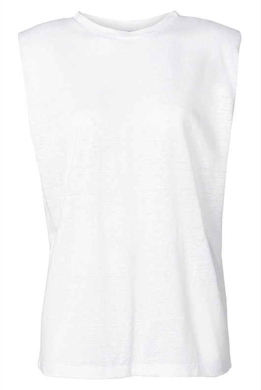 Pure White Linen Shoulder Pad Tank - Women's Sleeveless Tops | Witchery