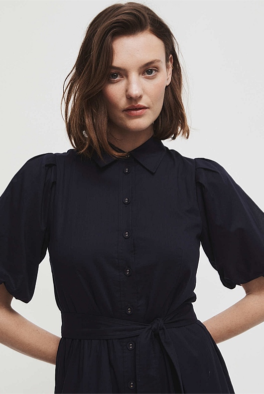 Blue Night Cotton Shirt Dress - Women's Midi Dresses | Witchery