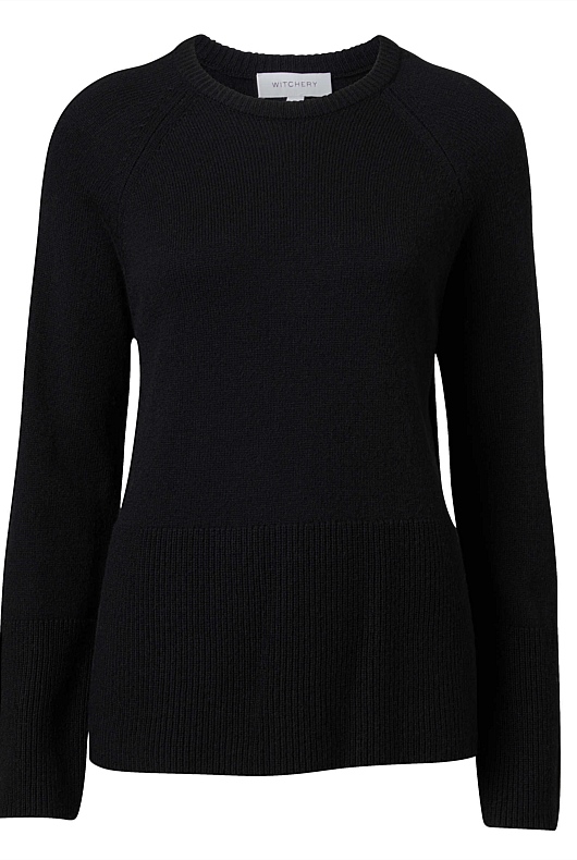 Black Crew Neck Slouch Knit - Women's Sweaters | Witchery