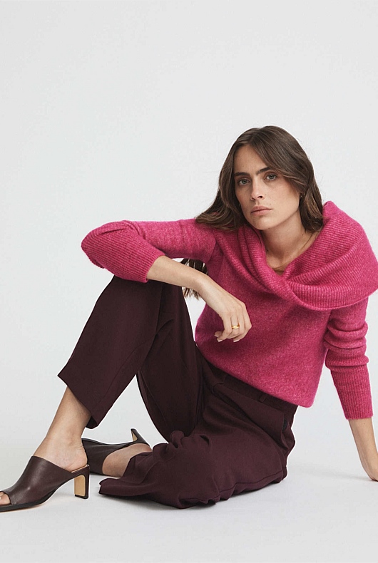 Dark Grape Arlow Leather Mule - Women's Workwear Shoes | Witchery