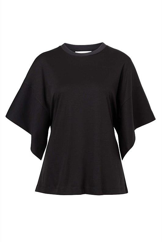 Black Drape Sleeve Tee - Women's Short Sleeve Tops | Witchery