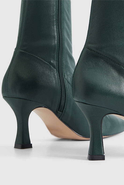 Teal Green Sybil Stretch Leather Boot - Women's Workwear Shoes | Witchery