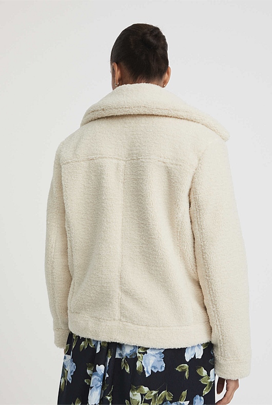 Winter White Shearling Aviator Jacket - Women's Jackets & Coats | Witchery
