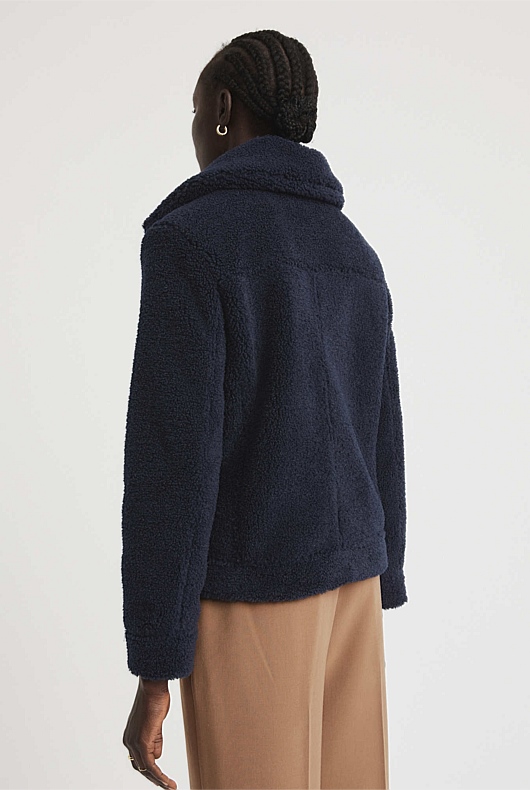 Blue Night Shearling Aviator Jacket - Women's Jackets & Coats | Witchery