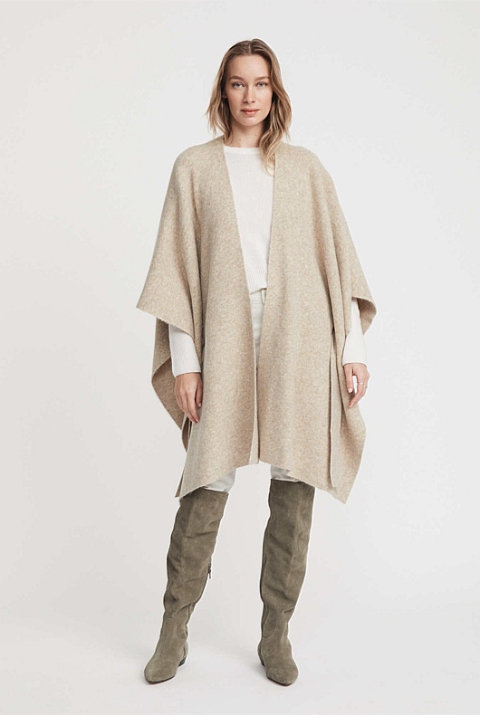 Oat Marle Belted Knit Poncho - Women's Scarves & Wraps | Witchery