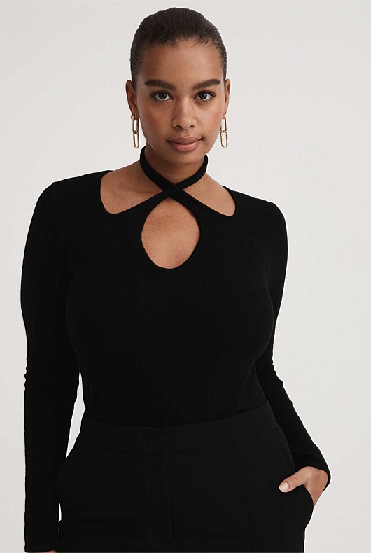 Black Cross Front Knit - Women's Knitwear | Witchery