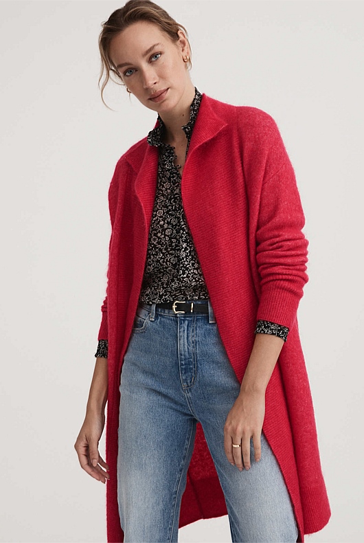 Cherry Lofty Long Line Cardigan - Women's Cardigans | Witchery