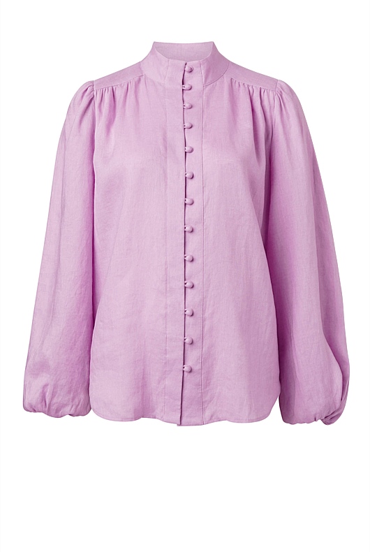 Lilac Linen High Neck Blouse - Women's Evening Shirts | Witchery