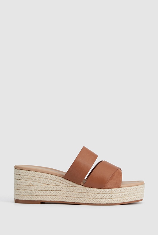 Autumn Brown Bermuda Leather Wedge - Women's Espadrilles & Wedges ...