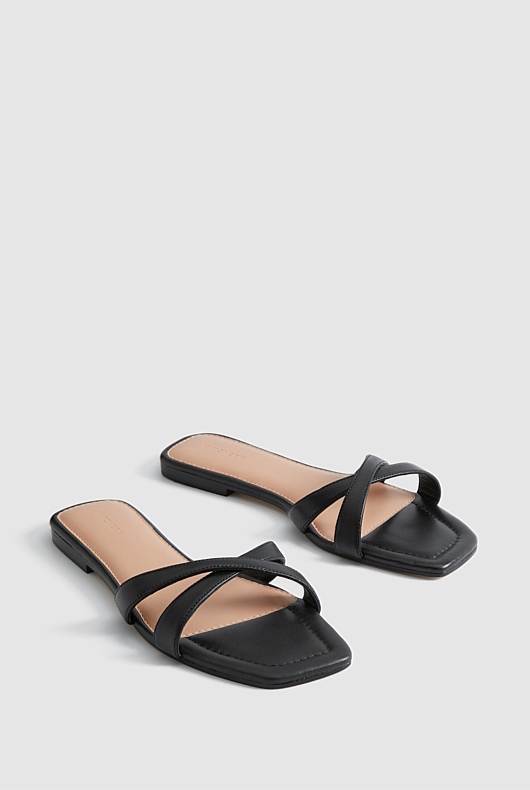Black Harley Leather Slide - Women's Sandals | Witchery