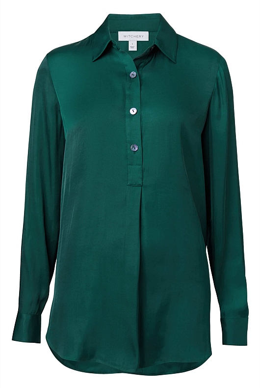 Aquamarine Half Placket Shirt - Women's Evening Shirts | Witchery