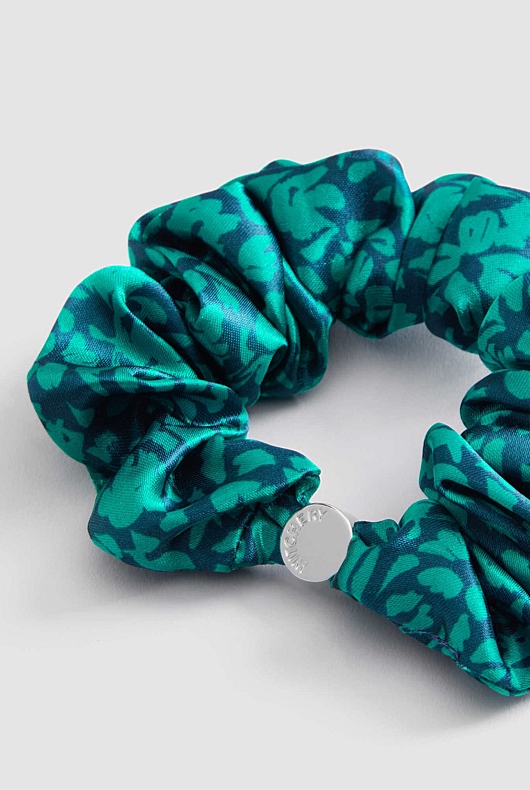 Dark Teal Recycled Printed Scrunchie - Women's Hair Accessories | Witchery