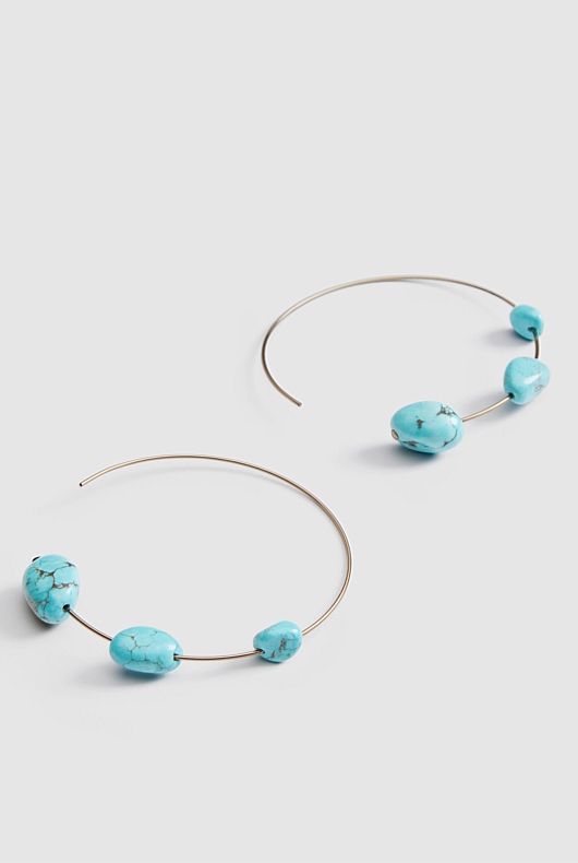 Soft Gold Multi Stone Hoops - Women's Earrings | Witchery