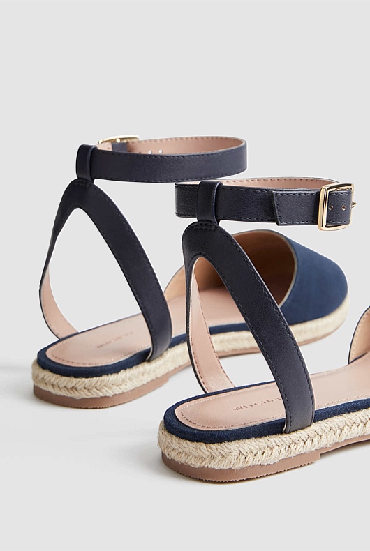Navy Ava Linen Blend Flat - Women's Espadrilles & Wedges | Witchery