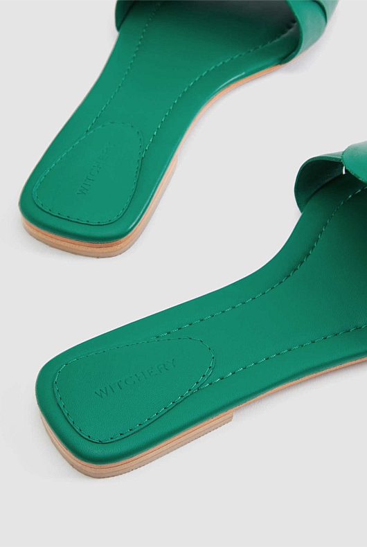 Viridian Green Valentina Leather Slide - Women's Sandals | Witchery