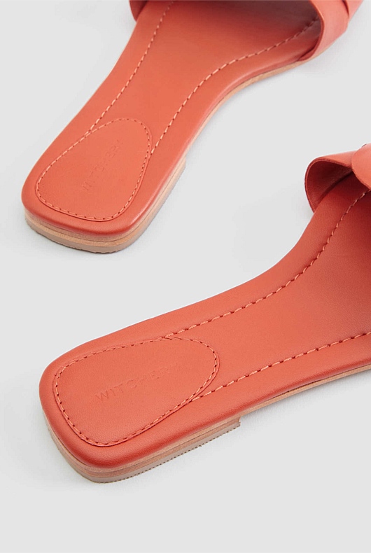 Rich Orange Valentina Leather Slide - Women's Sandals | Witchery