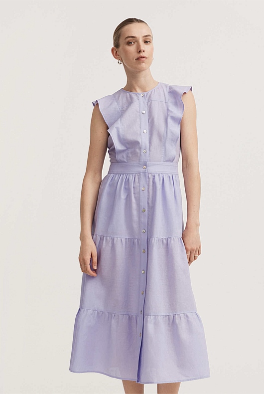Pale Violet Cotton Rami Maxi Dress - Women's A Line Dresses | Witchery
