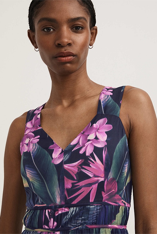 Midnight Purple Vivid Floral Maxi Dress - Women's A Line Dresses | Witchery