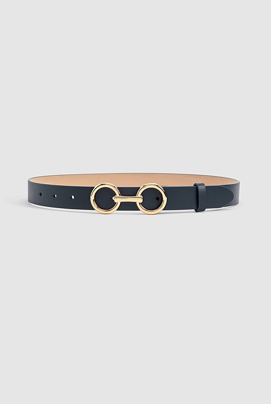 Navy Snaffle Leather Belt - Women's Belts | Witchery