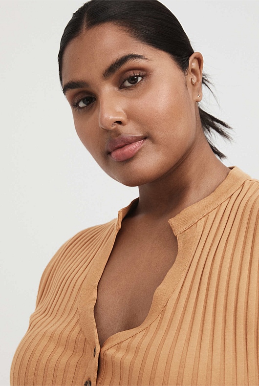 Acorn Cotton V Neck Henley Tank - Women's Sleeveless Tops | Witchery