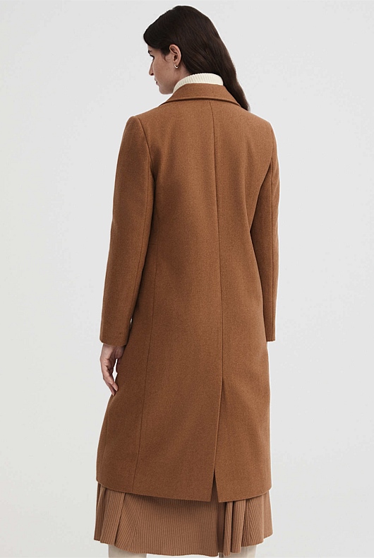 Camel Classic Wool Blend Double Breasted Coat - Women's Wool Coats ...