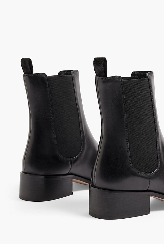 Black Leather Gusset Boot - Women's Workwear Shoes | Witchery