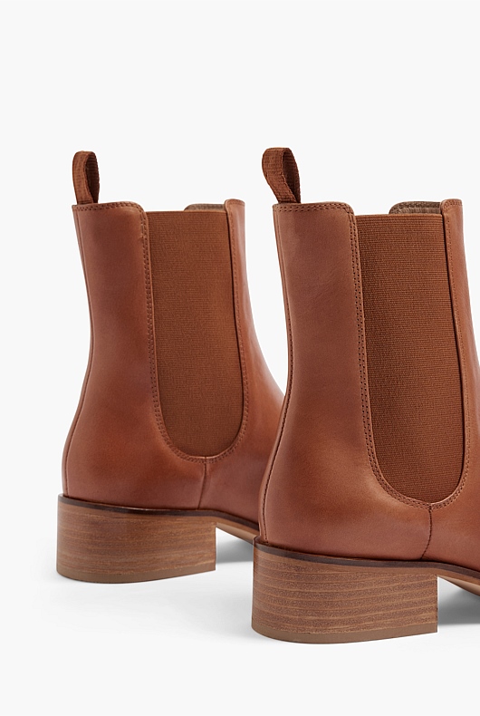 Autumn Brown Leather Gusset Boot - Women's Workwear Shoes | Witchery