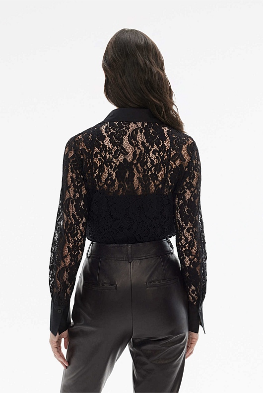 Black Lace Shirt - Women's Evening Shirts | Witchery