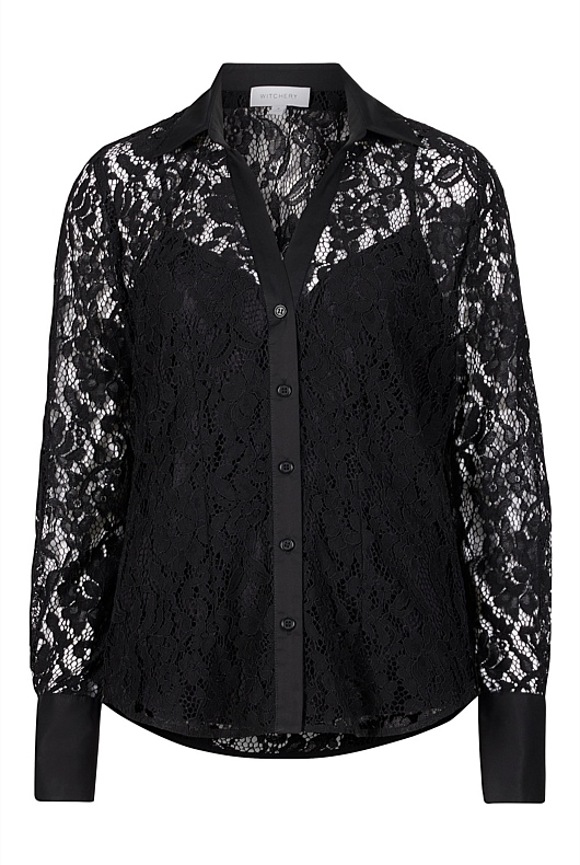 Black Lace Shirt - Women's Evening Shirts | Witchery